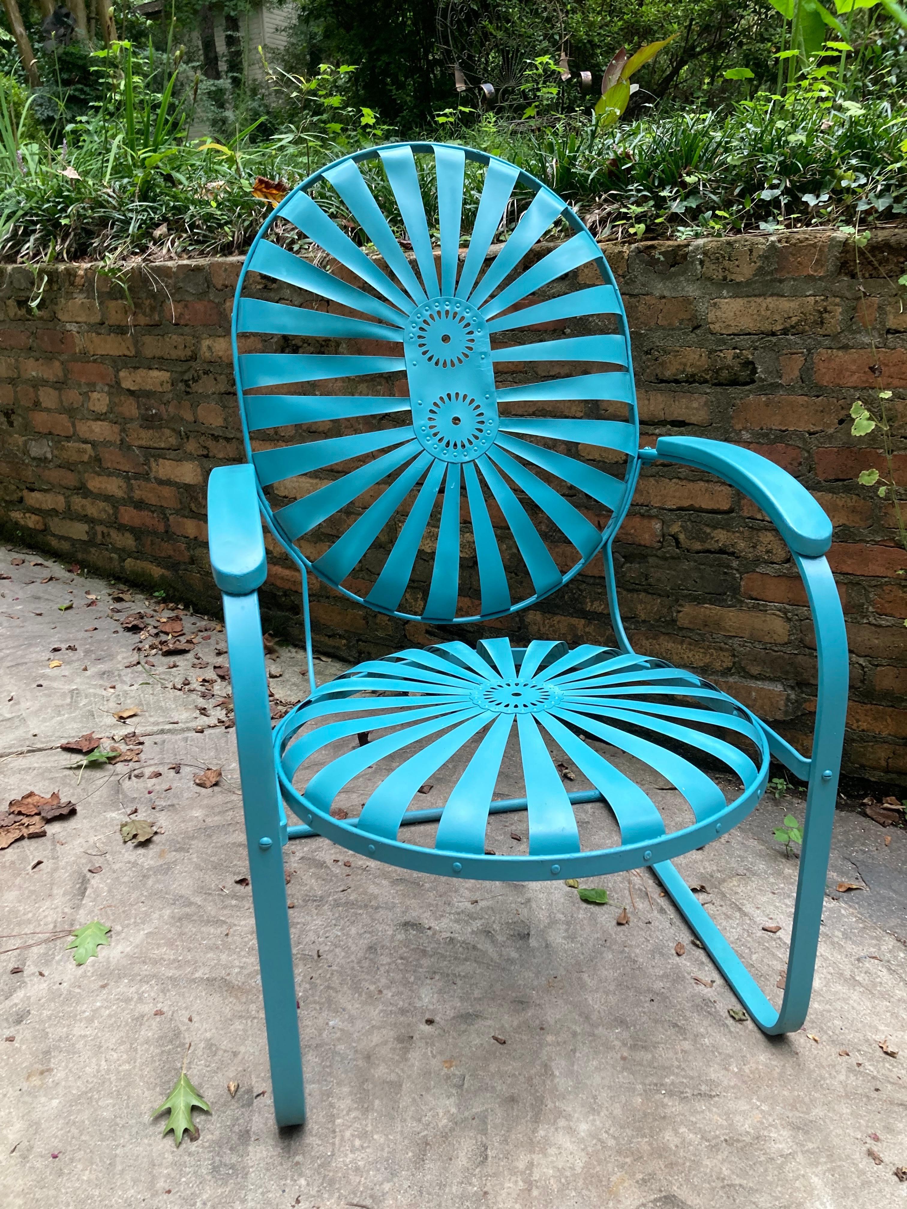 Francois Carre Large Garden Cantilever Teal Rocking Chairs. For Sale at ...