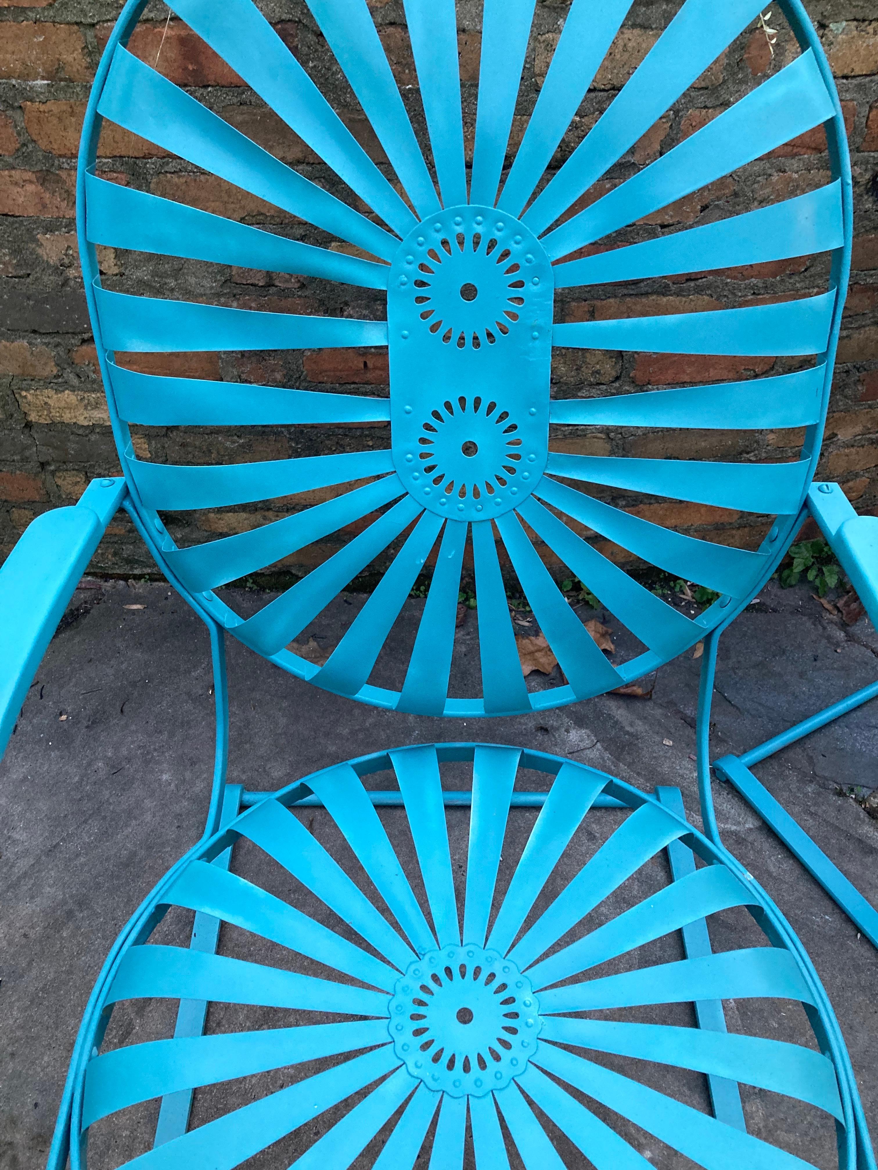 Francois Carre Large Garden Cantilever Teal Rocking Chairs. For Sale at ...