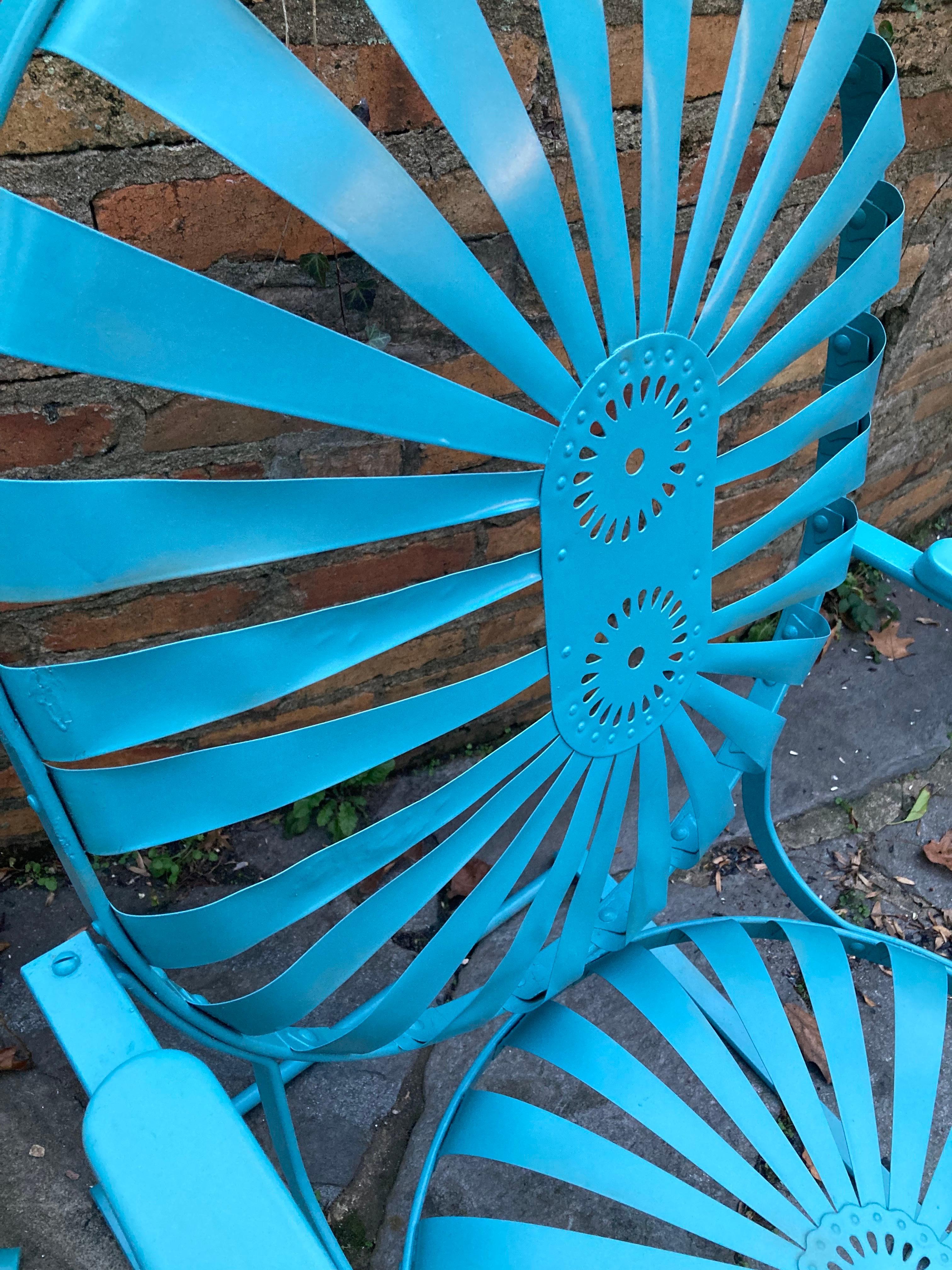 Francois Carre Large Garden Cantilever Teal Rocking Chairs. For Sale at ...