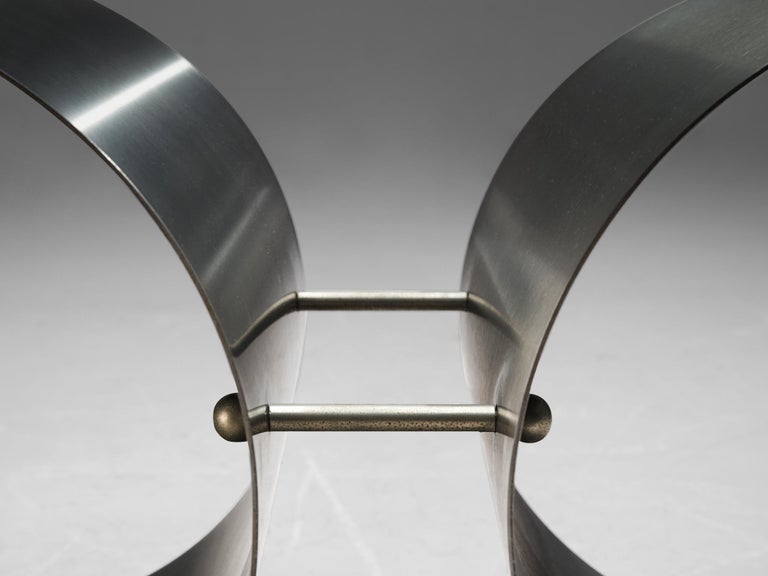 François Monnet Coffee Table in Steel and Glass For Sale at 1stDibs