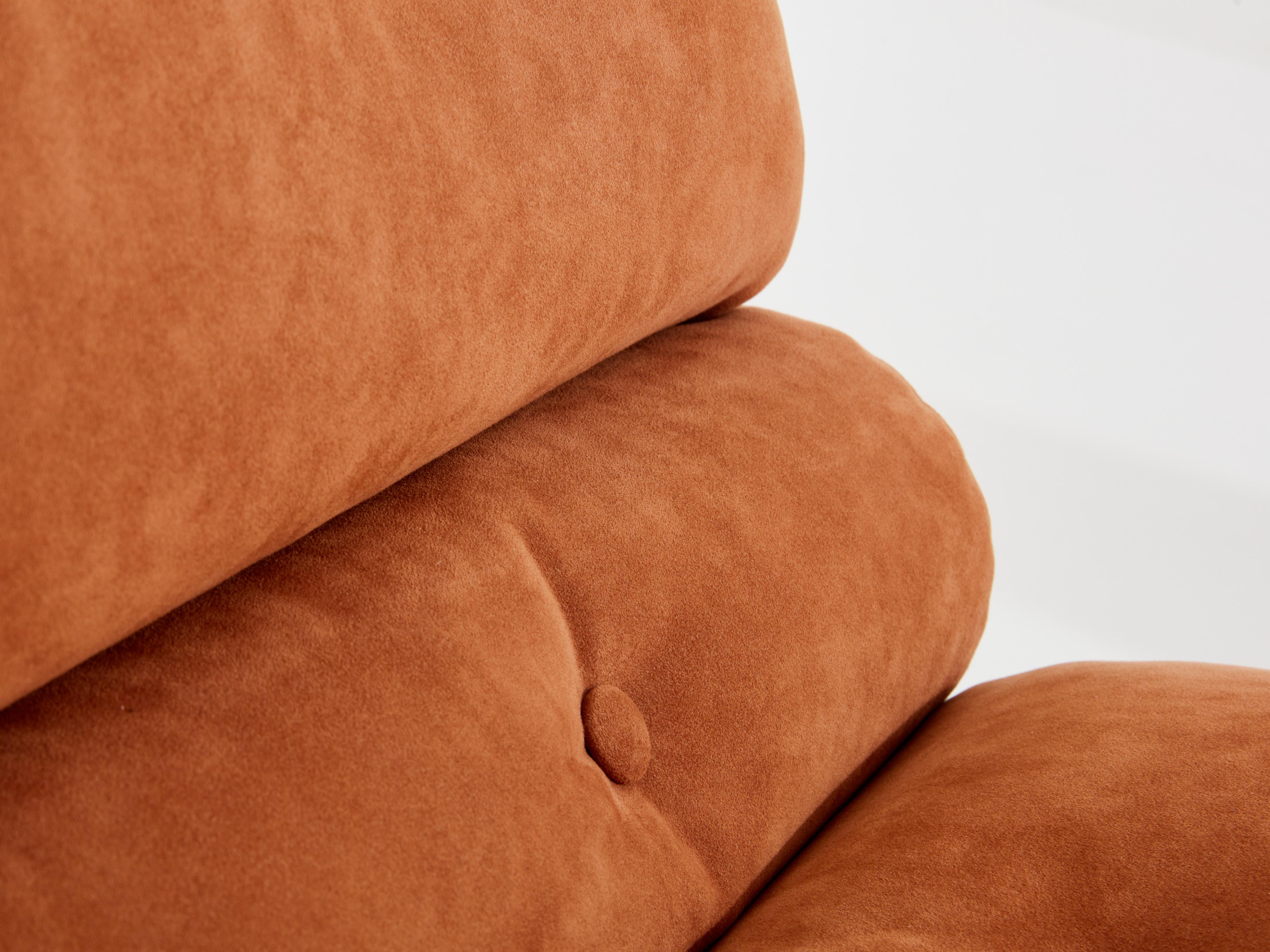 François Monnet for Kappa stainless steel suede armchairs 1970 For Sale ...