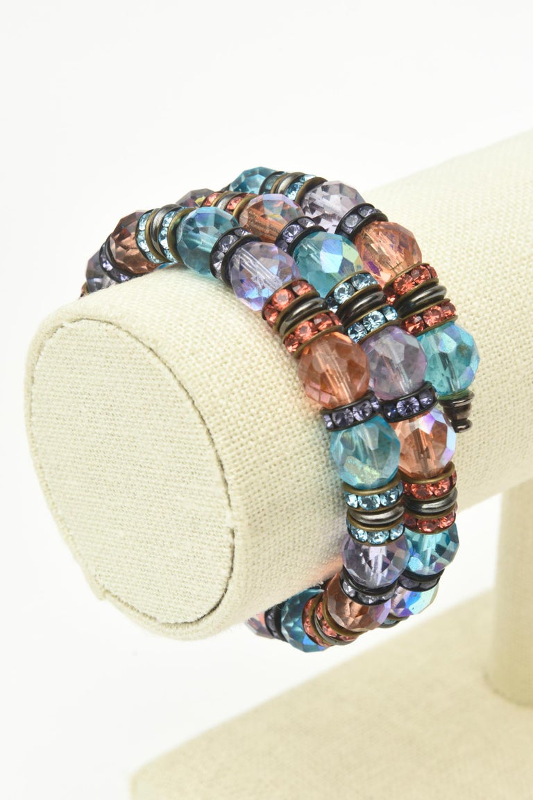 Francois Montague Rhinestone and Faceted Crystal Wrap Bracelet Vintage ...