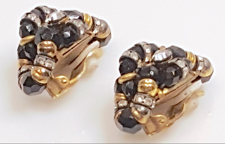 Francoise Montague 1980s French Set Crystal Wired Baghera Earrings and ...