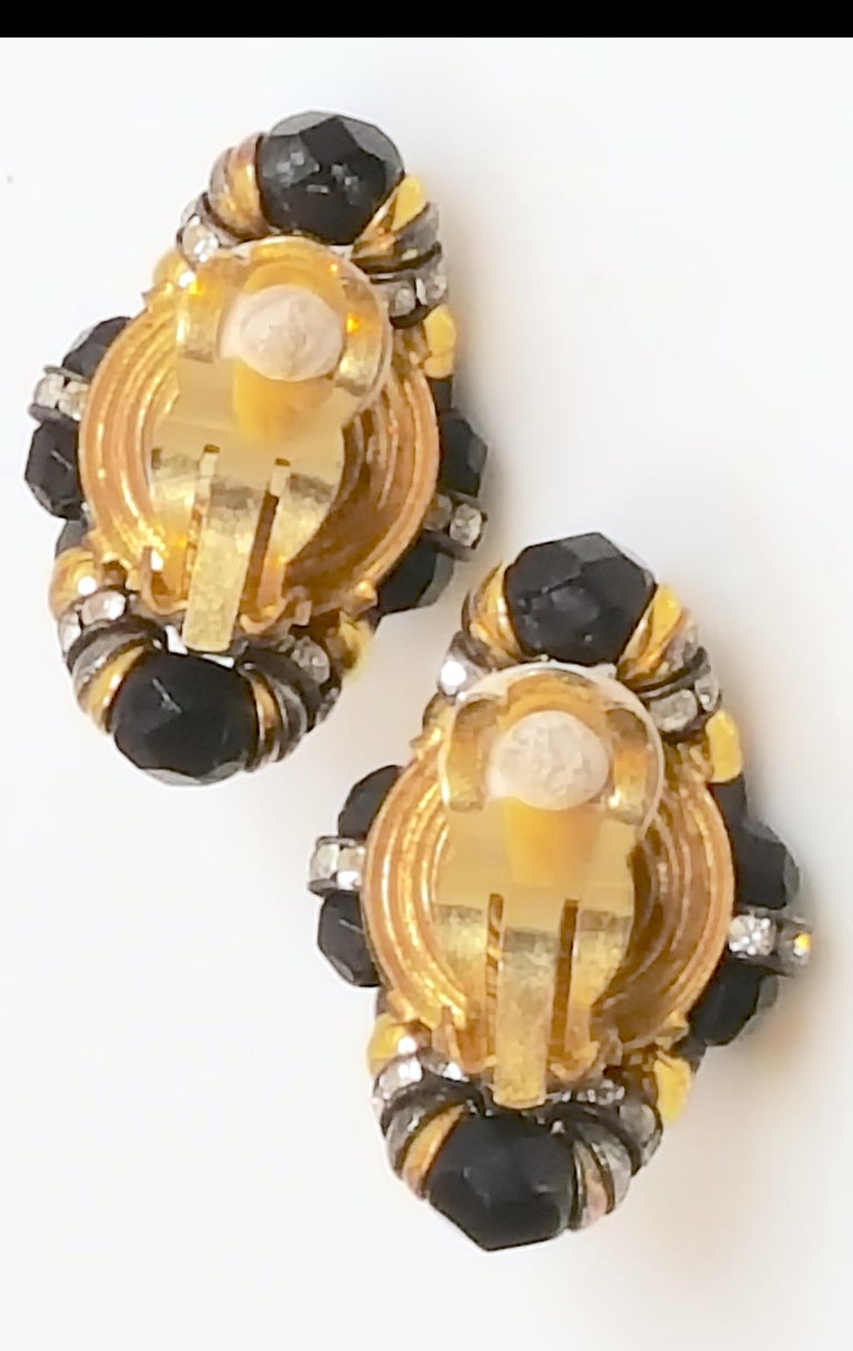 Francoise Montague 1980s French Set Crystal Wired Baghera Earrings and ...