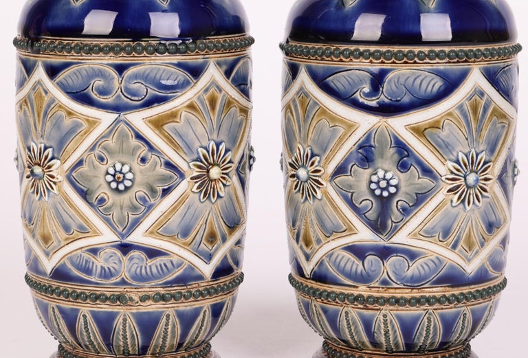 Frank Butler Doulton Lambeth Aesthetic Movement Pair Art Pottery Vases ...