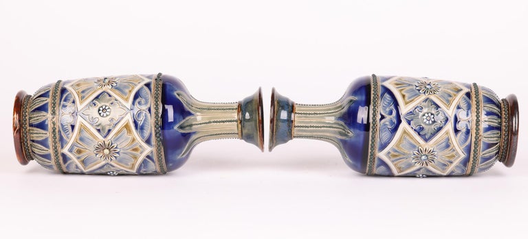 Frank Butler Doulton Lambeth Aesthetic Movement Pair Art Pottery Vases ...