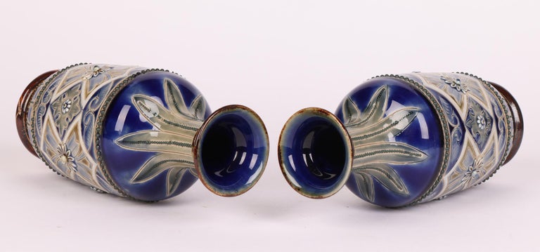 Frank Butler Doulton Lambeth Aesthetic Movement Pair Art Pottery Vases ...