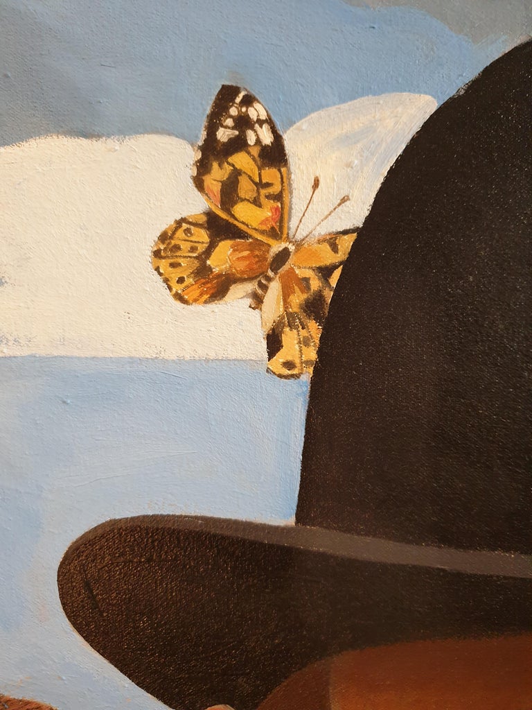 Frank Docherty - Large Surrealist Oil on Canvas. ''She brought Colour ...