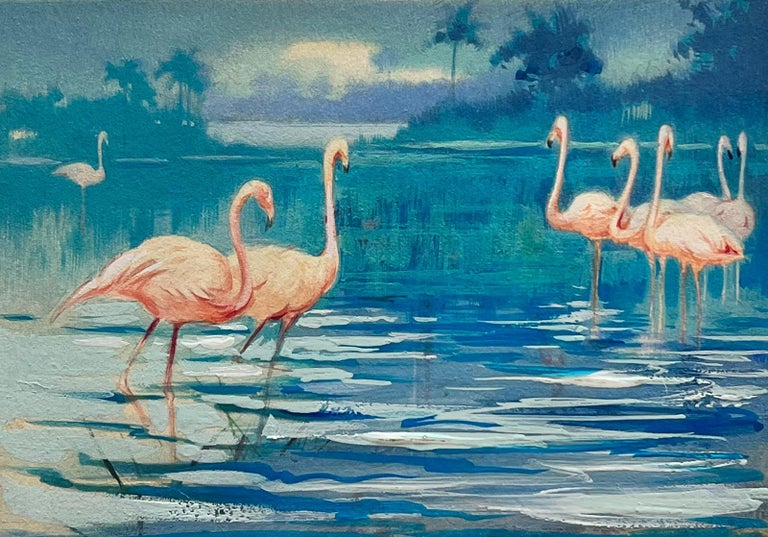 Frank Duffield - Pink Flamingos in Lakeland British Mid 20th Century ...
