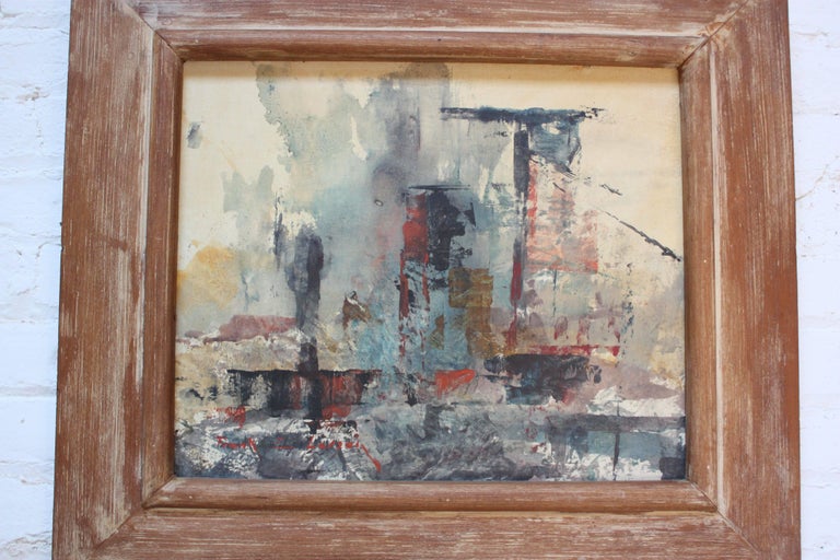 Frank Edwin Larson Abstract Oil and Gouache on Canvas at 1stDibs