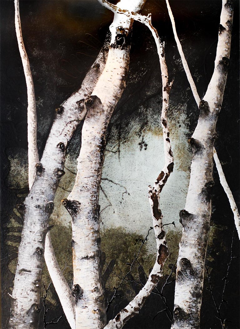 Frank Faulkner - Birches IV: Contemporary Minimalist Painting of Birch ...