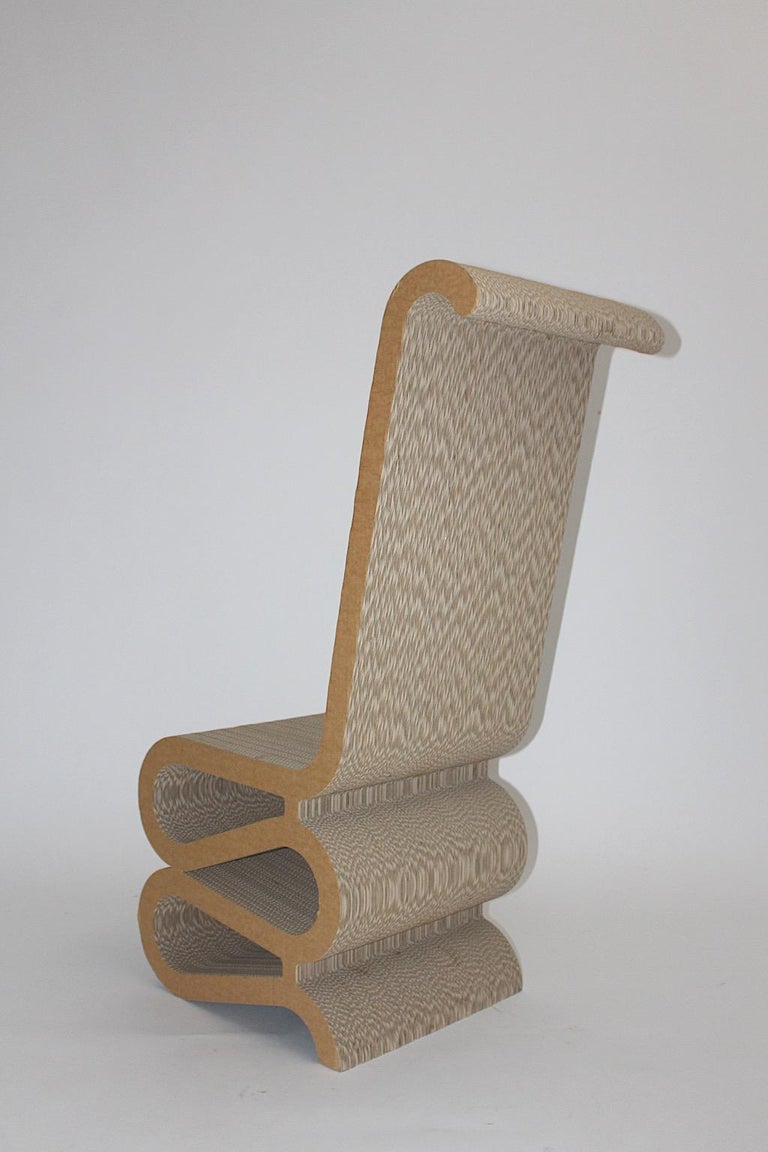Frank Gehry Attributed Vintage Curved Cardboard Side Chair or Chair ...