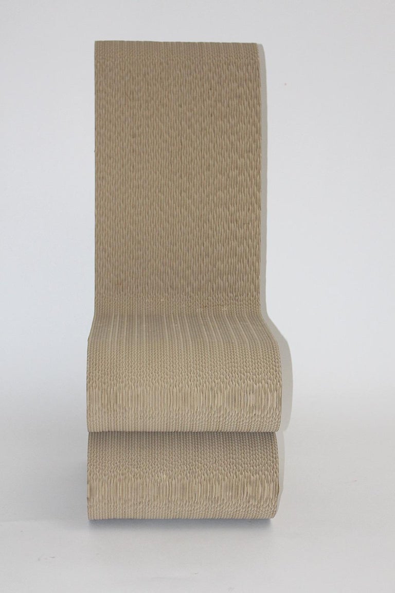Frank Gehry Attributed Vintage Curved Cardboard Side Chair or Chair ...