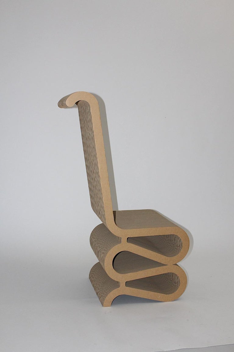 Frank Gehry Attributed Vintage Curved Cardboard Side Chair or Chair ...