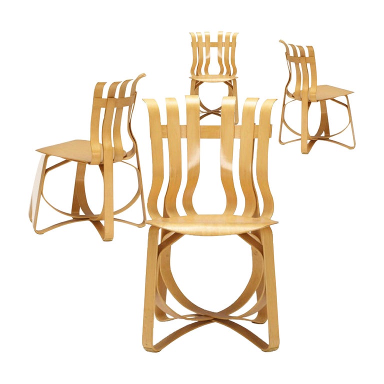 Frank Gehry for Knoll Hat Trick Chair, Set of 4, Bentwood Dining Chairs ...
