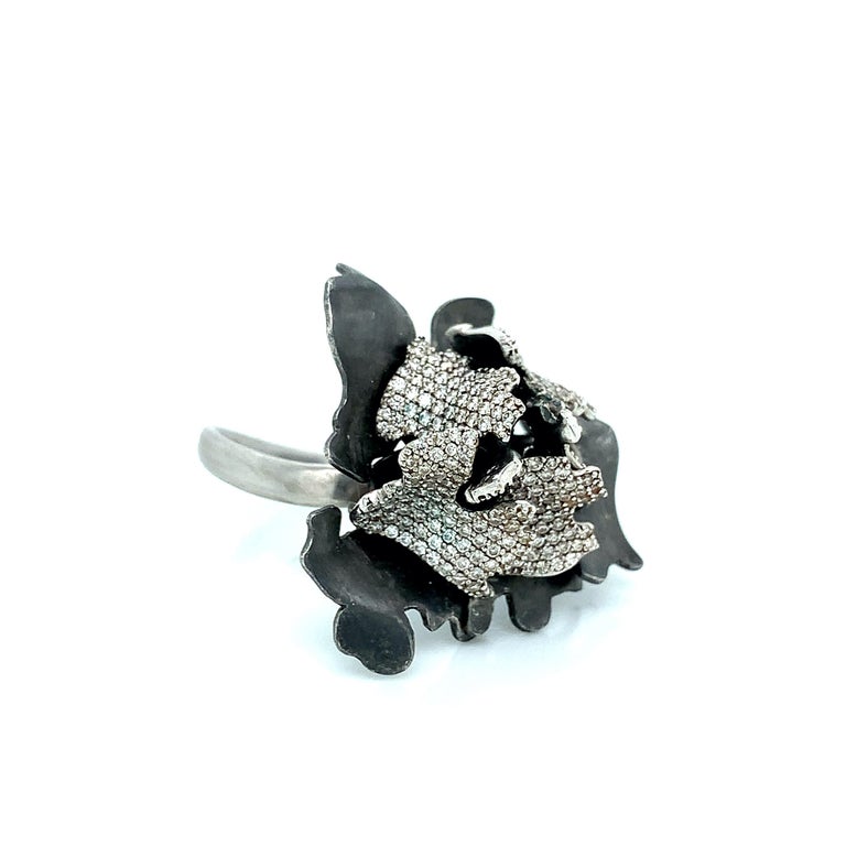 Frank Gehry for Tiffany and Co. Black Flower Diamond Ring For Sale at ...