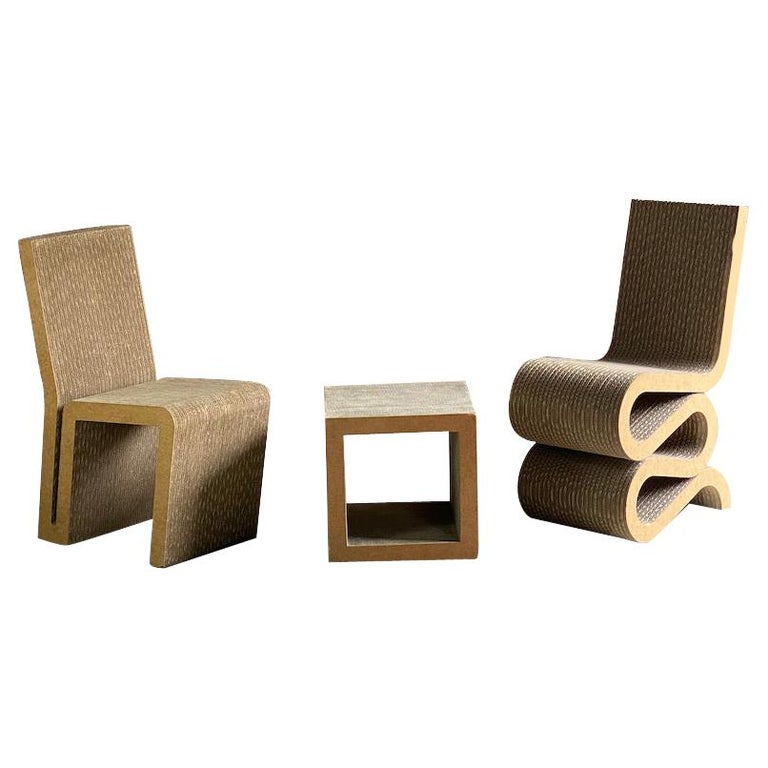 Frank Gehry Wiggle Chair, Side Chair and Side Table or Stool Designed ...