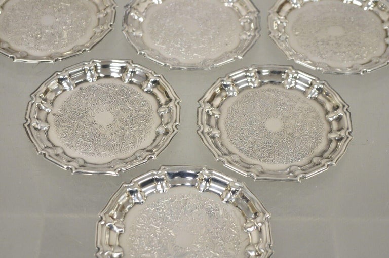 Frank Hawker England Silverplate Ornate Wine Coaster Tray Dish, Set of ...