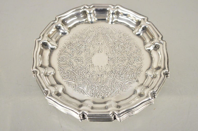 Frank Hawker England Silverplate Ornate Wine Coaster Tray Dish, Set of ...