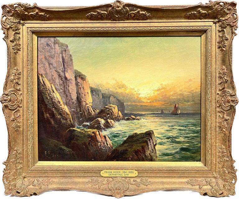 Frank Hider - Fine Antique British Oil Painting Fishing Boats Heading ...