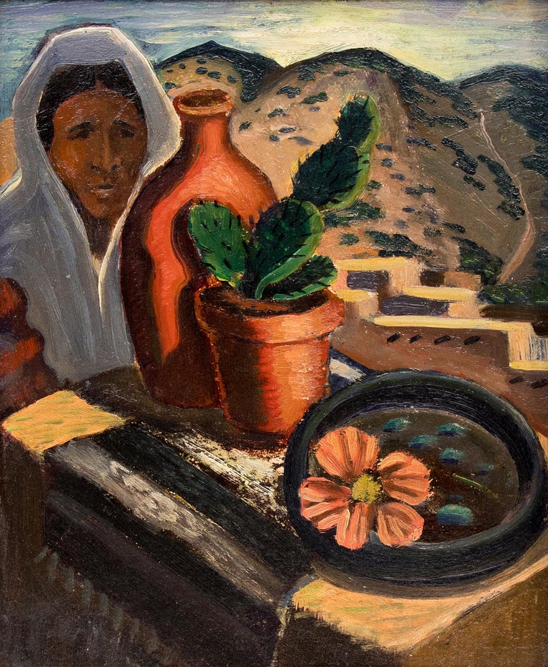 Frank Joseph Vavra - Figurative Painting in Southwest Landscape, 1940s ...