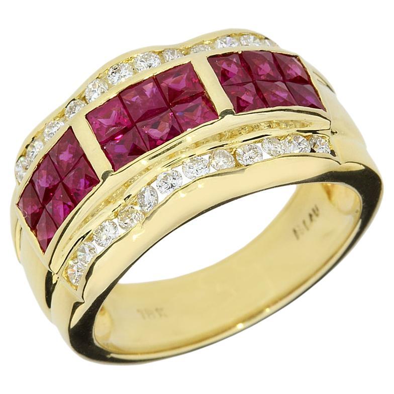 18k Etruscan Ruby Diamond Ring For Sale at 1stDibs