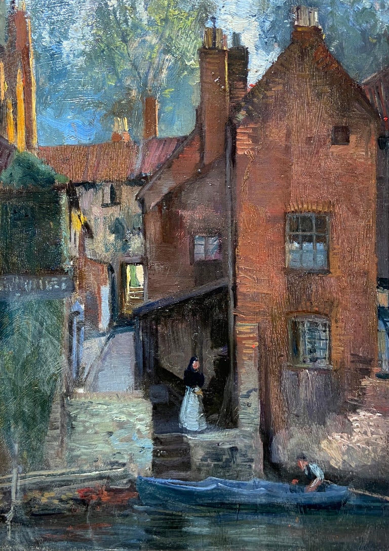 Frank Lewis Emanuel - A Riverside Alley Oil Landscape 20th Century For ...