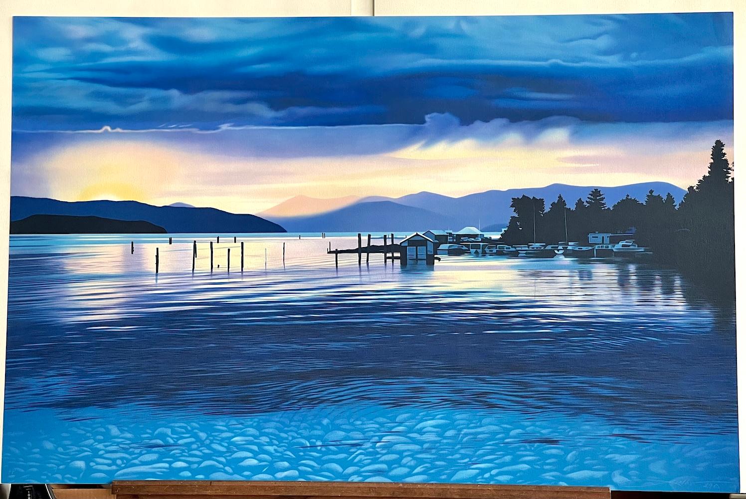 Frank Licsko - Crystal Clear Lithograph, Signed, Blue Water Landscape ...