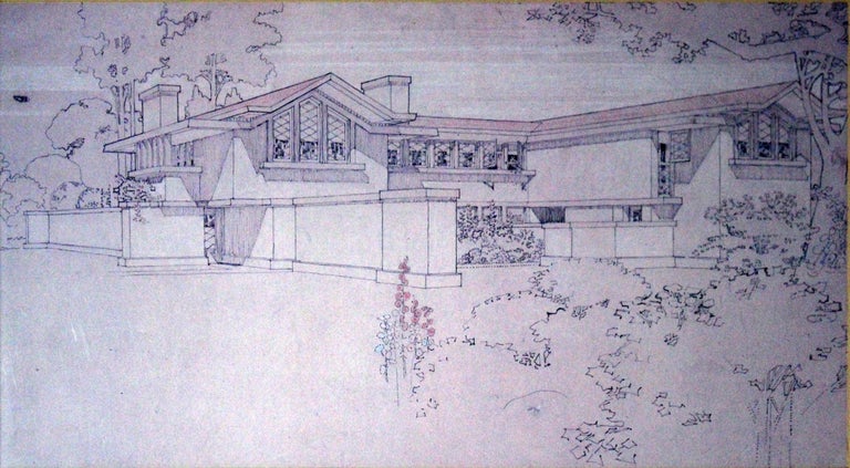 Frank Lloyd Wright Architectural Drawing Walter Gerts House 1906 Framed ...