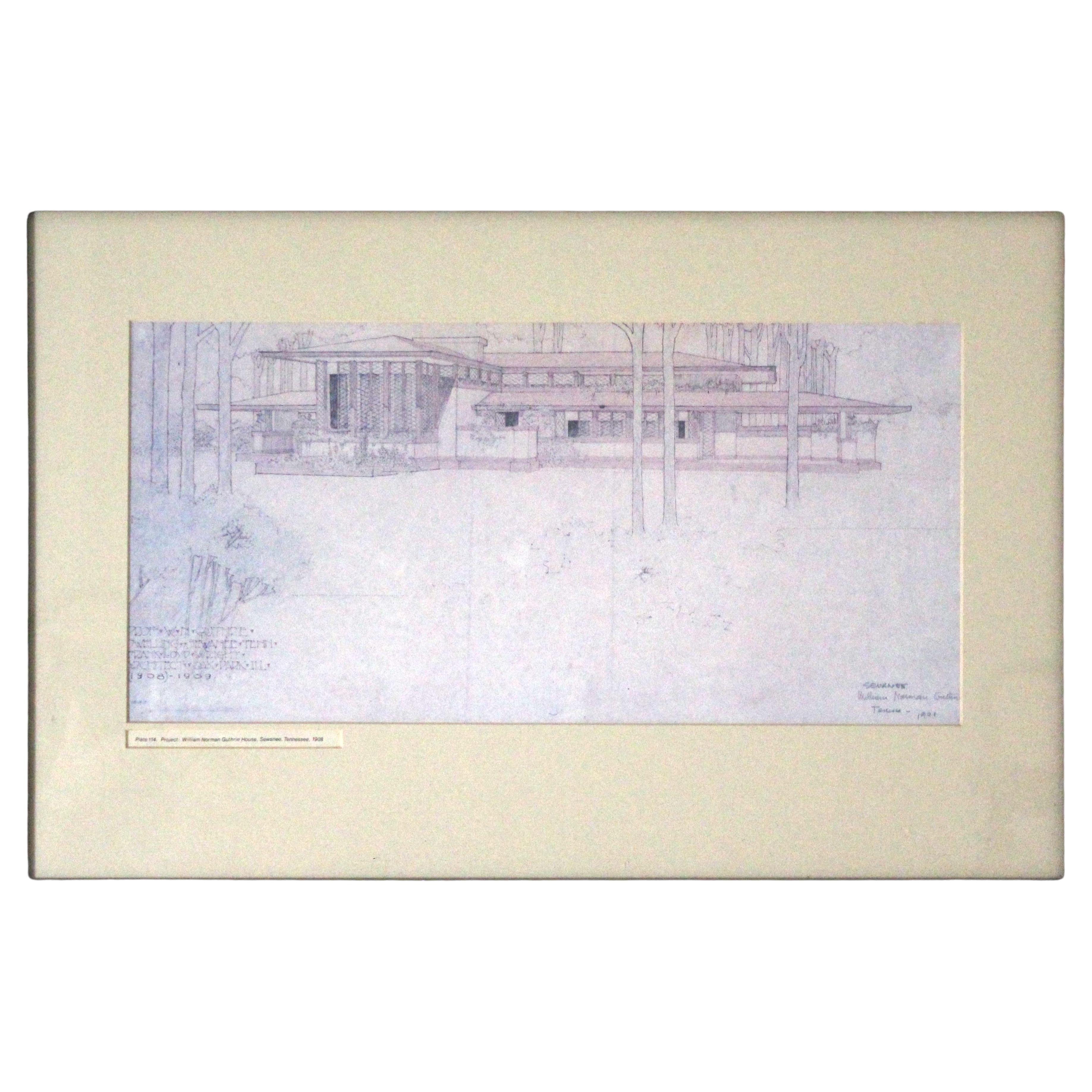 Frank Lloyd Wright Architectural Drawing William Norman Guthrie House ...