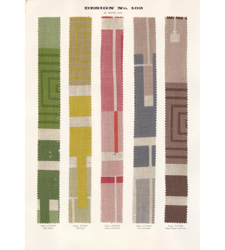 Frank Lloyd Wright - Design 102 Fabric Sample Colorways For Sale at 1stDibs