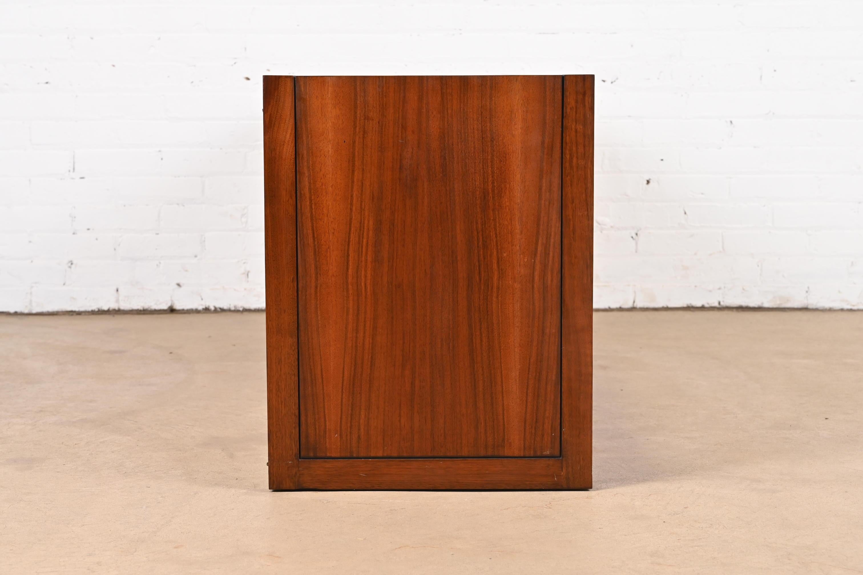 Frank Lloyd Wright Style Mid-Century Modern Sculpted Walnut Low Credenza at 1stDibs