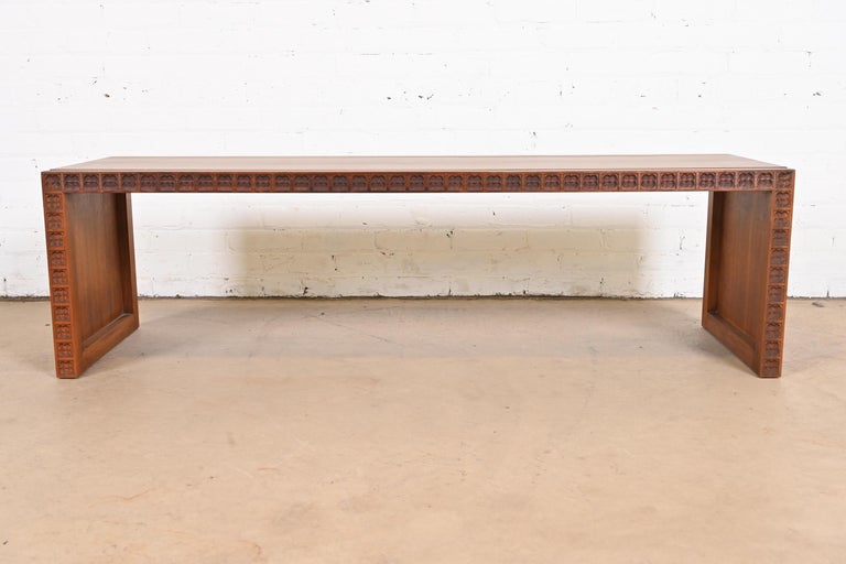 Frank Lloyd Wright Style Mid-Century Modern Walnut Bench or Coffee ...