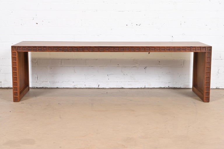 Frank Lloyd Wright Style Mid-Century Modern Walnut Bench or Coffee ...