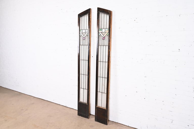 Frank Lloyd Wright Style Prairie School Arts and Crafts Stained Glass ...