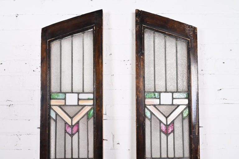 Frank Lloyd Wright Style Prairie School Arts and Crafts Stained Glass ...