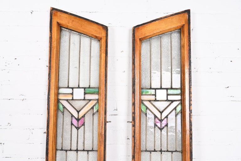 Frank Lloyd Wright Style Prairie School Arts and Crafts Stained Glass ...