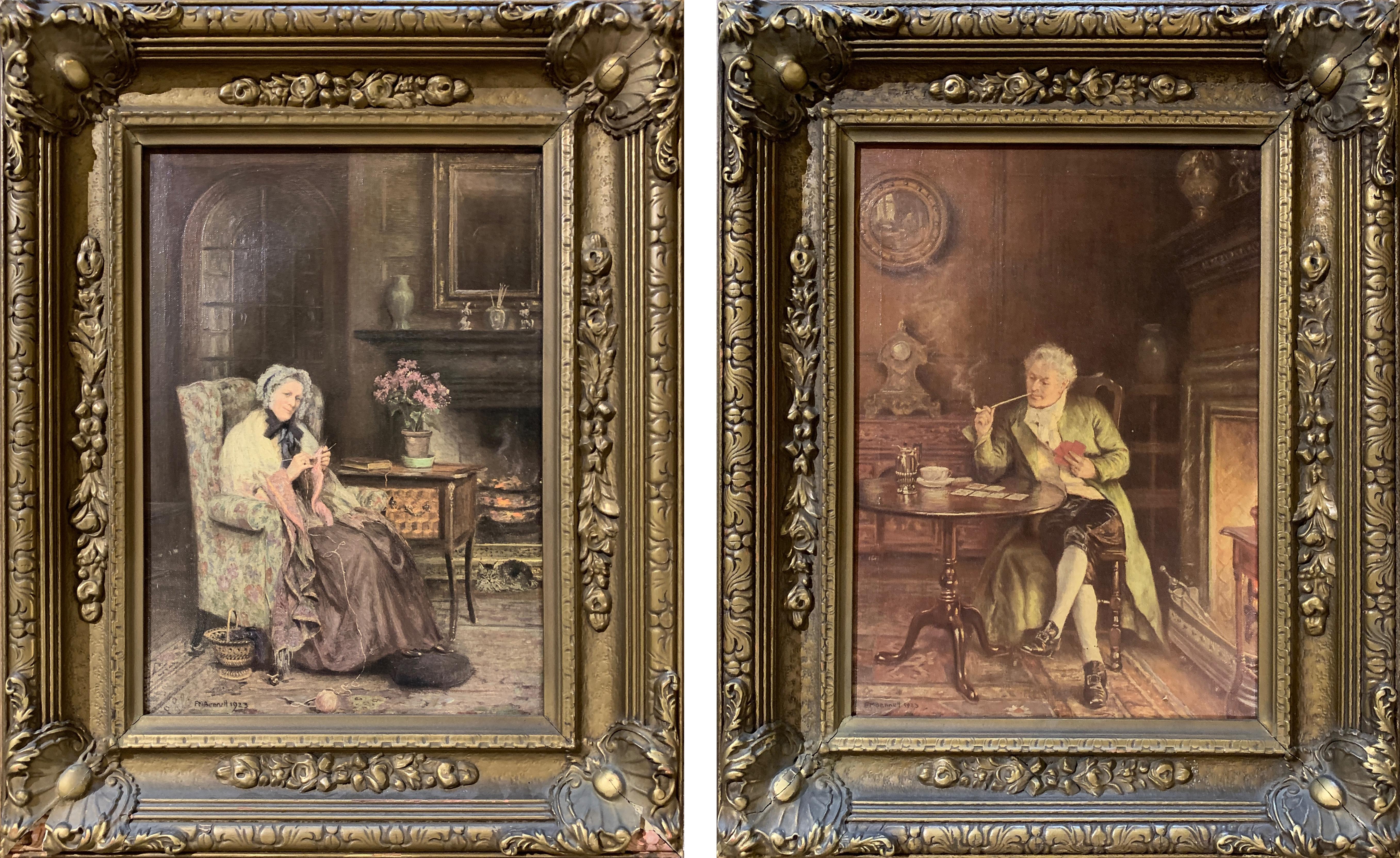 Frank Moss Bennett - Pair of English Portrait Interiorscape Oil ...
