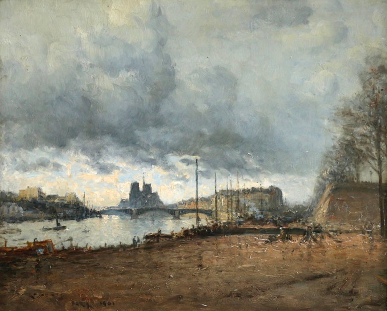 Frank Myers Boggs - Paris - Impressionist Oil, Figures by River ...