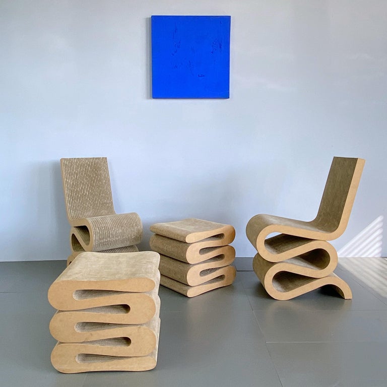 Frank O. Gehry's "Wiggle" Side Chairs and Stools, Vitra 1990s at 1stDibs