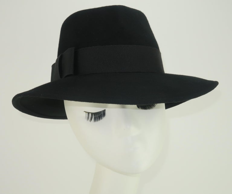 Frank Olive Black Wool Fedora Hat, 1970's For Sale at 1stDibs