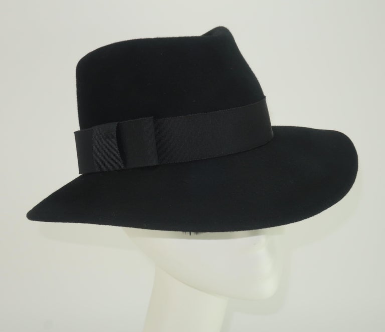 Frank Olive Black Wool Fedora Hat, 1970's For Sale at 1stDibs