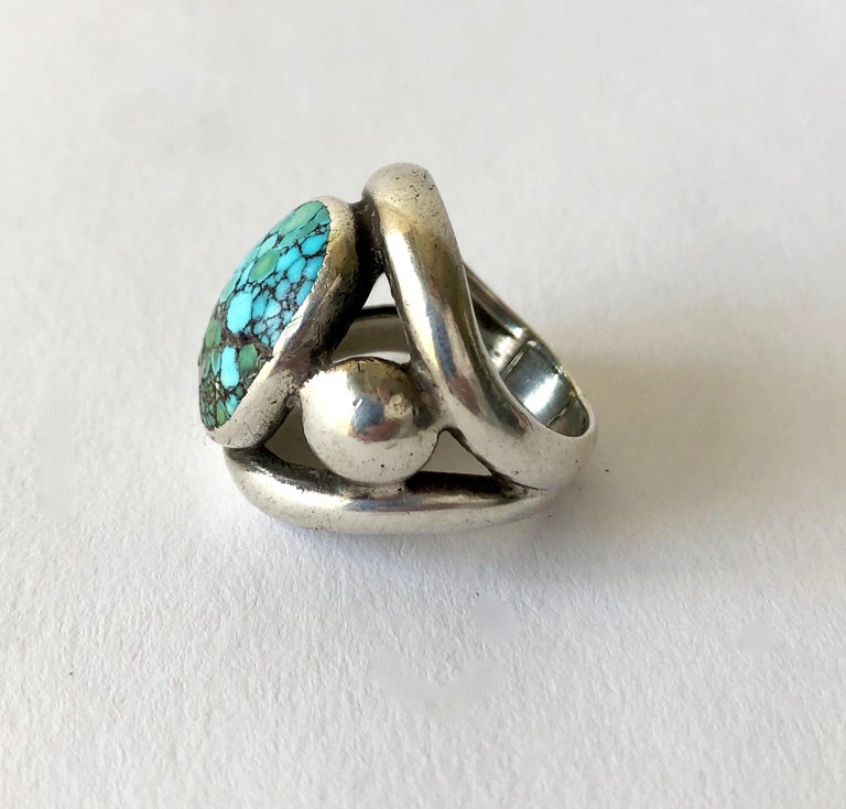Frank Patania Sr. Sterling Silver Turquoise Santa Fe Gentlemens Ring at ...