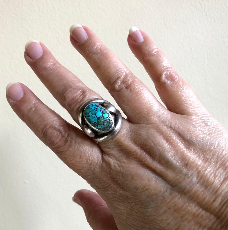 Frank Patania Sr. Sterling Silver Turquoise Santa Fe Gentlemens Ring at ...