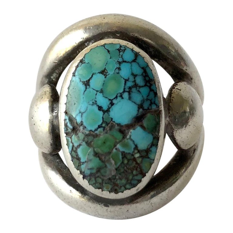Frank Patania Sr. Sterling Silver Turquoise Santa Fe Gentlemens Ring at ...