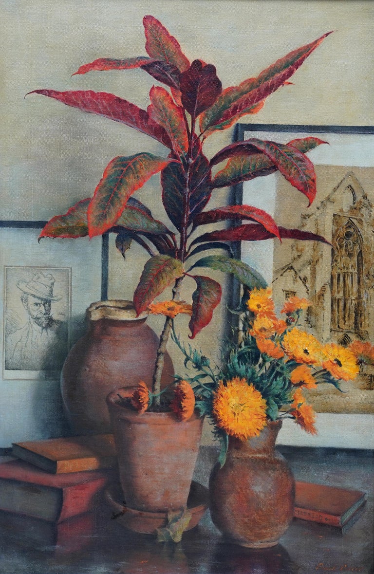 Frank Potter - Still Life of Marigolds and Terracotta Pots - British ...