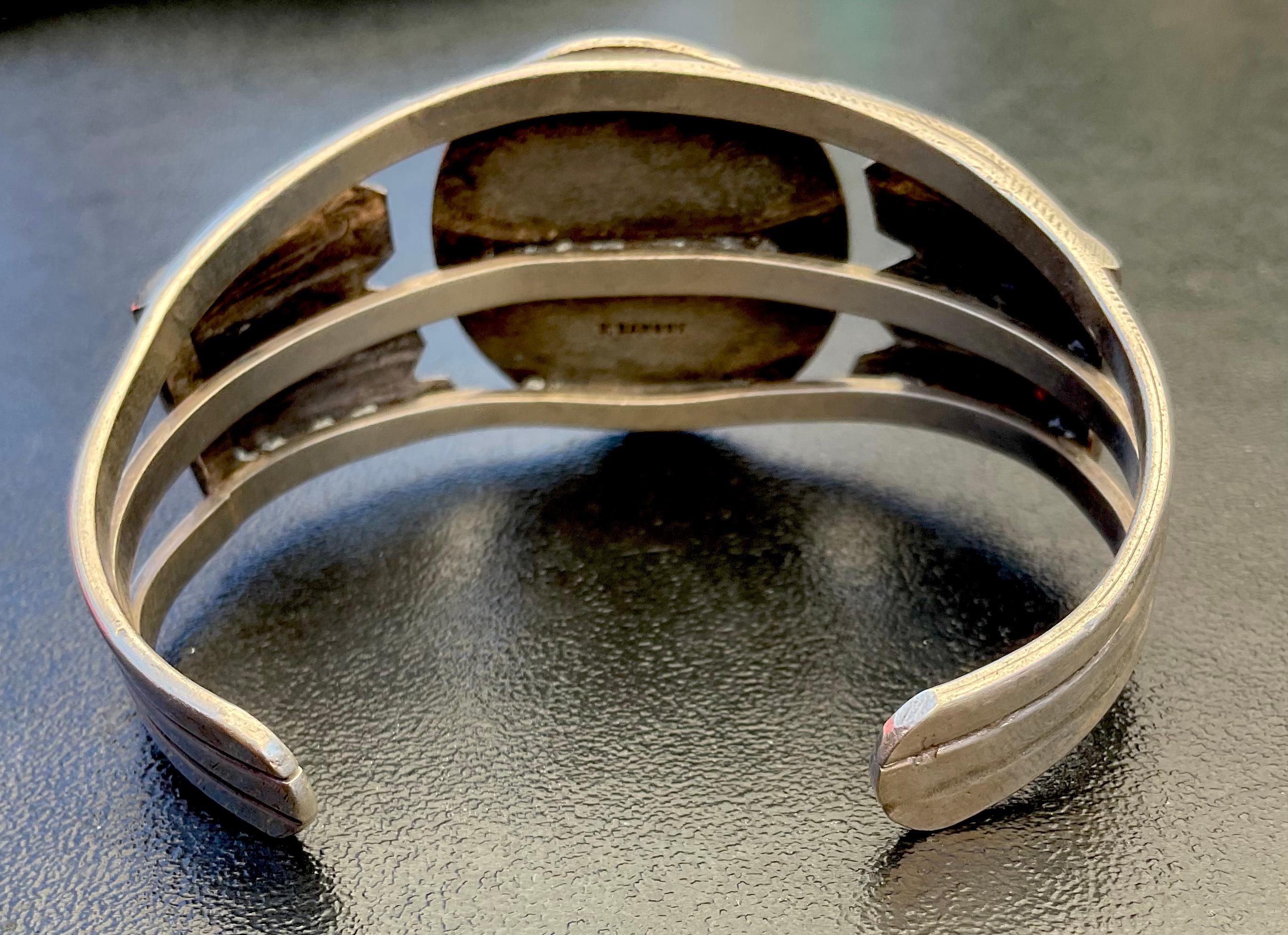 Frank Ramone Navajo Sterling Silver and Turquoise Native Shadowbox Cuff ...