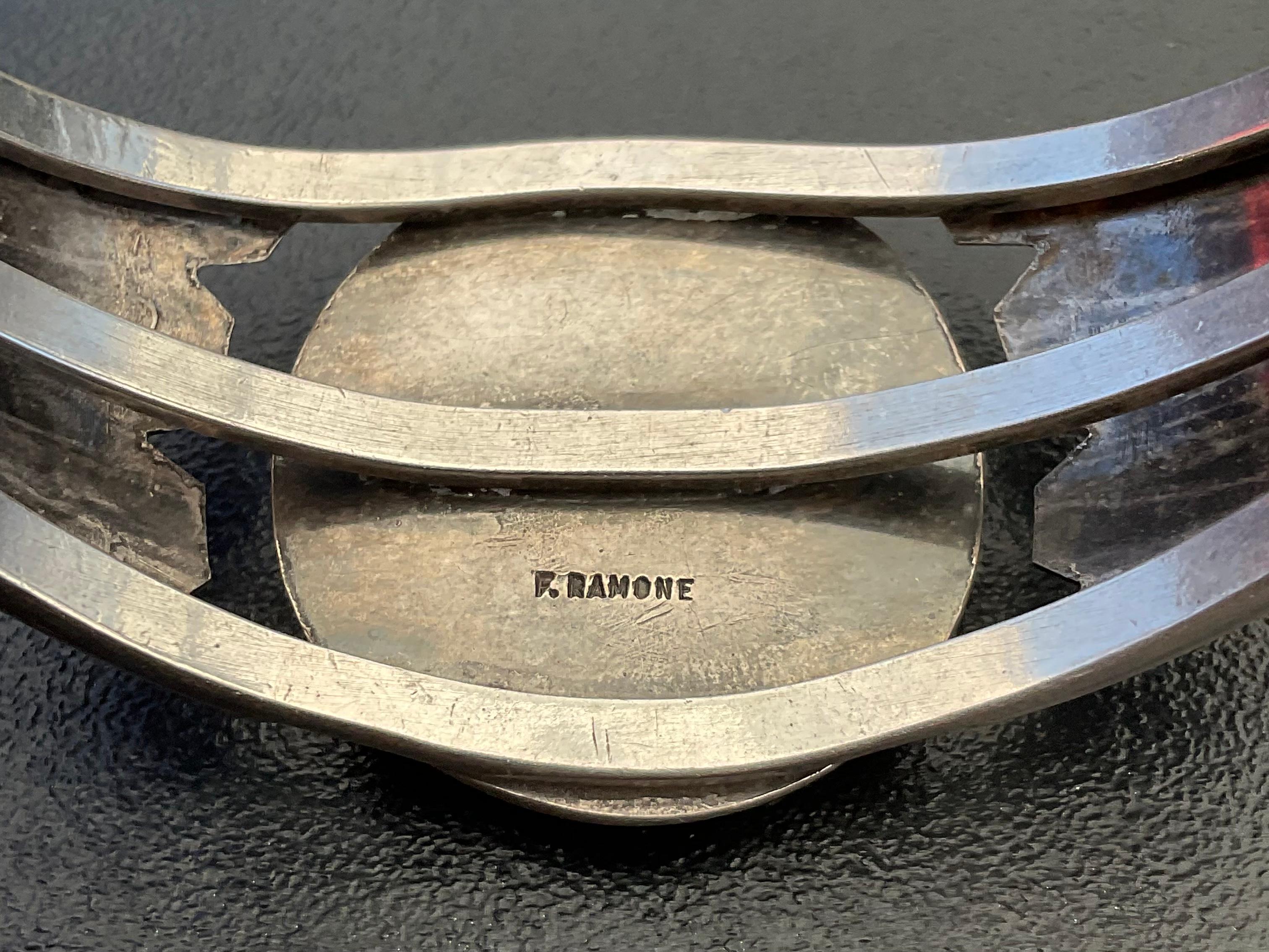 Frank Ramone Navajo Sterling Silver and Turquoise Native Shadowbox Cuff ...