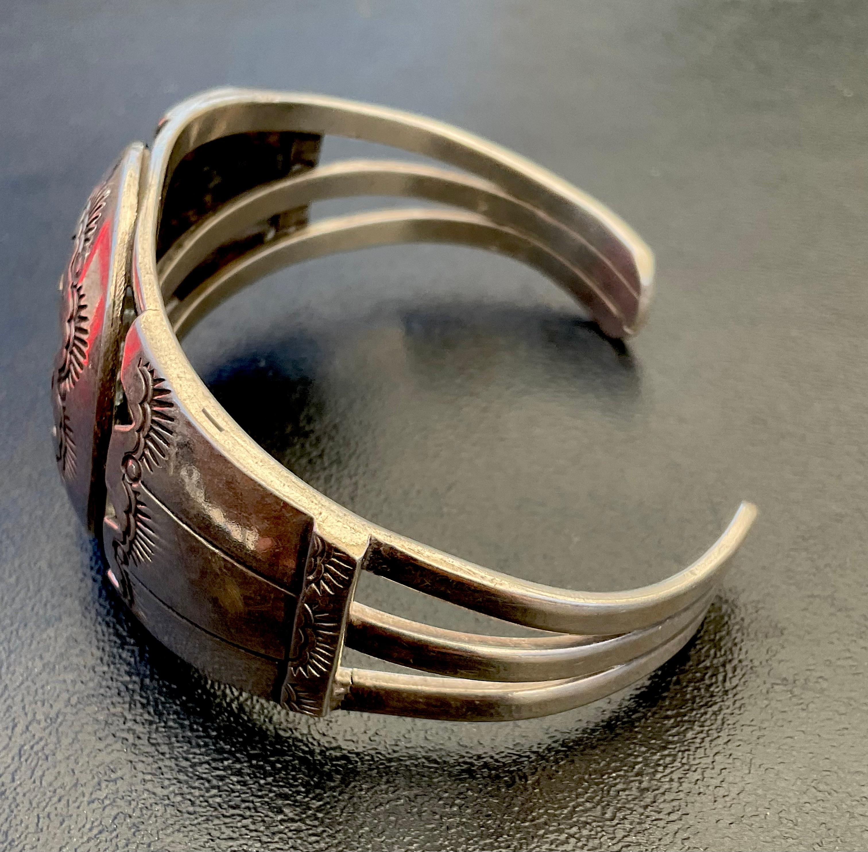 Frank Ramone Navajo Sterling Silver and Turquoise Native Shadowbox Cuff ...