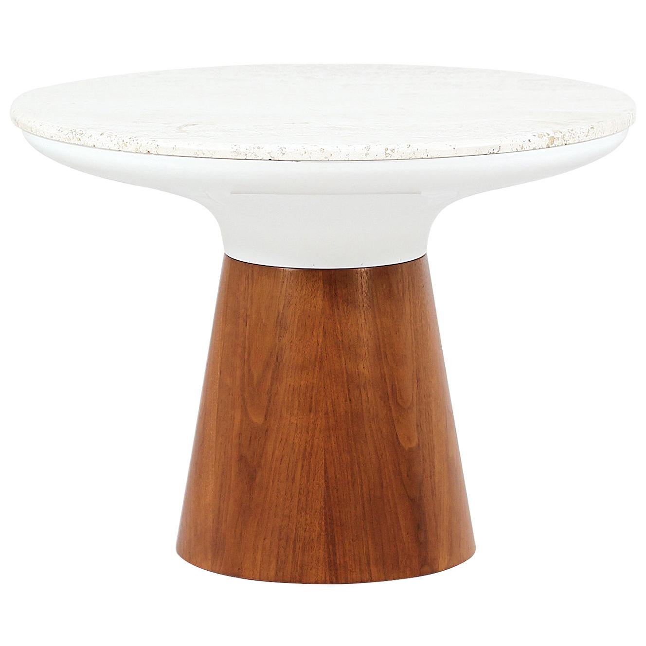 Frank Rohloff Tulip Side Table with Travertine Top for Brown Saltman at ...
